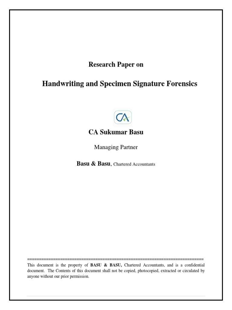 Research Paper On Handwriting and Specimen Signature Forensics ...