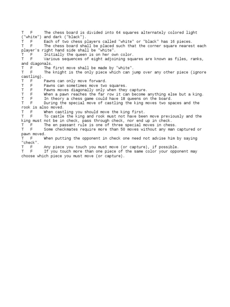 Chess Quiz Easy | PDF