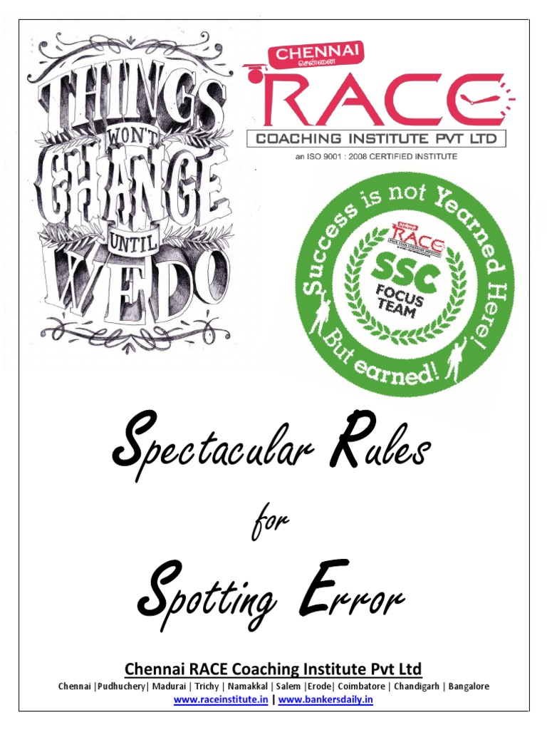 Spectacular Rules For Spotting Errors Edited | PDF | Grammatical Number ...