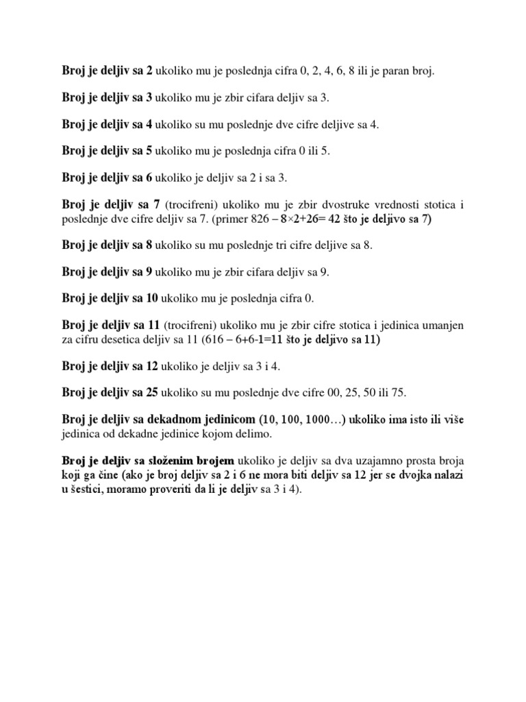 Deljivost V Razred | PDF