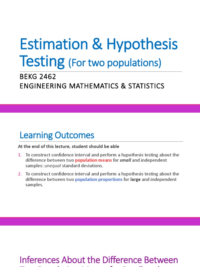 Estimation and Hypothesis Testing | PDF | Standard Deviation ...