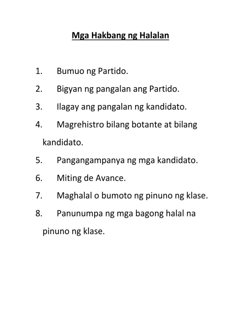 Mga Hakbang NG Halalan | PDF