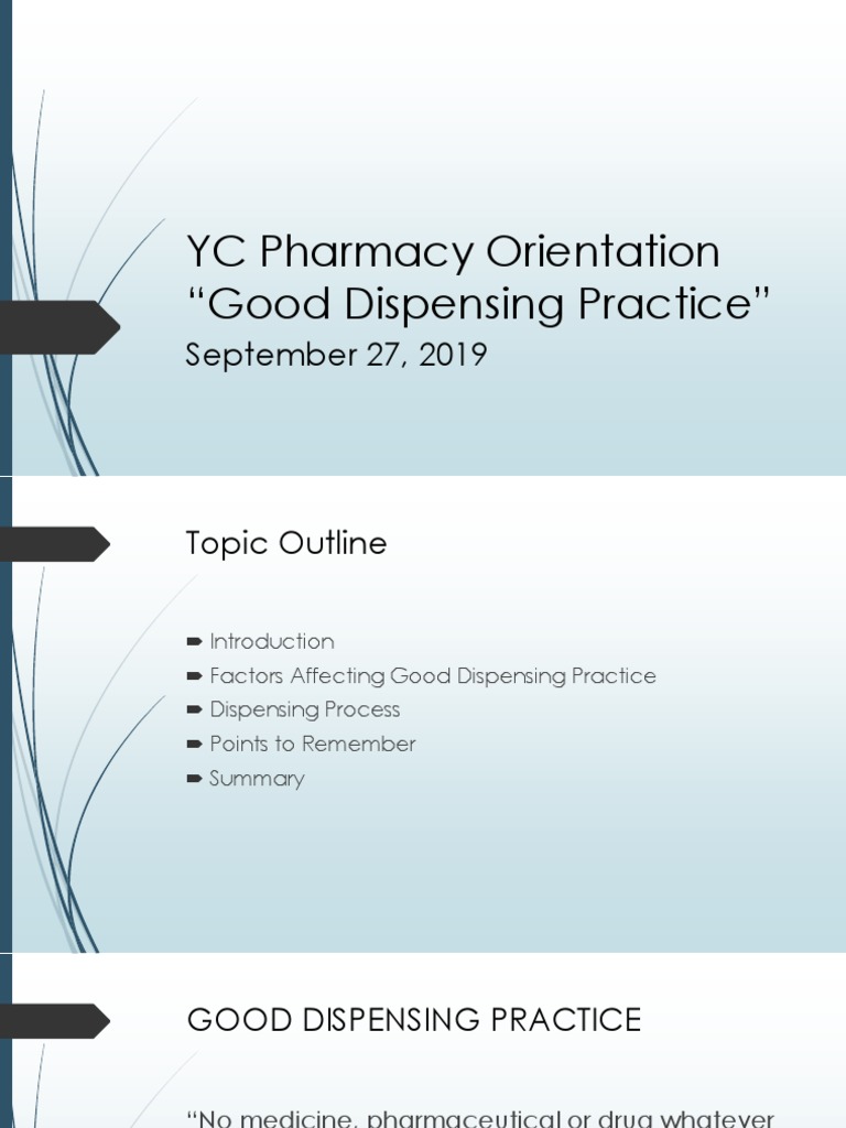 Good Dispensing Practice Guidelines | PDF | Medical Prescription ...