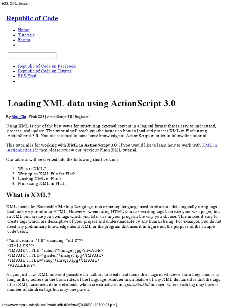 AS3 - XML Basics | PDF | Action Script | Xml