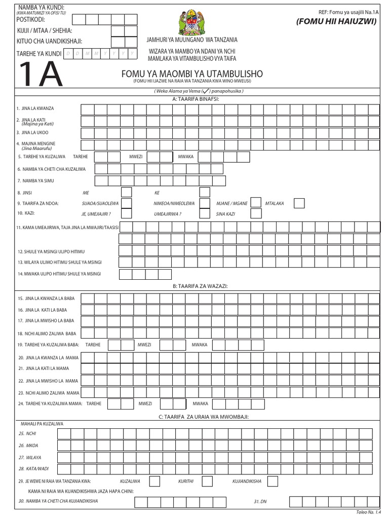 Citizen Application Form Nida PDF | PDF
