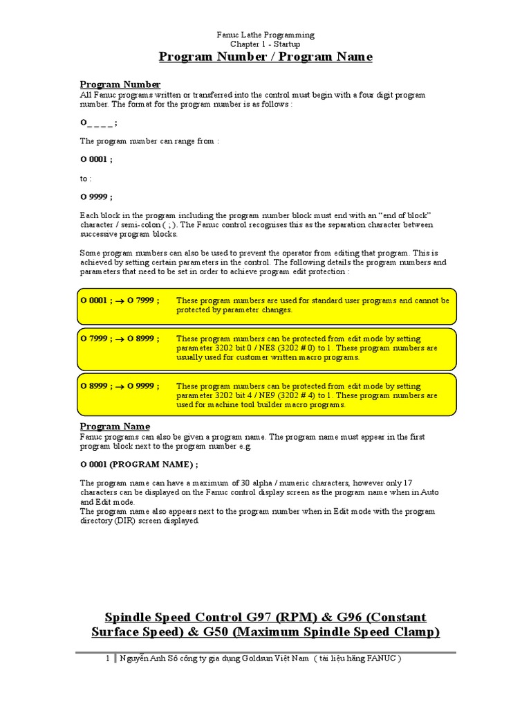 Fanuc Lathe Program | PDF | Speed | Metalworking