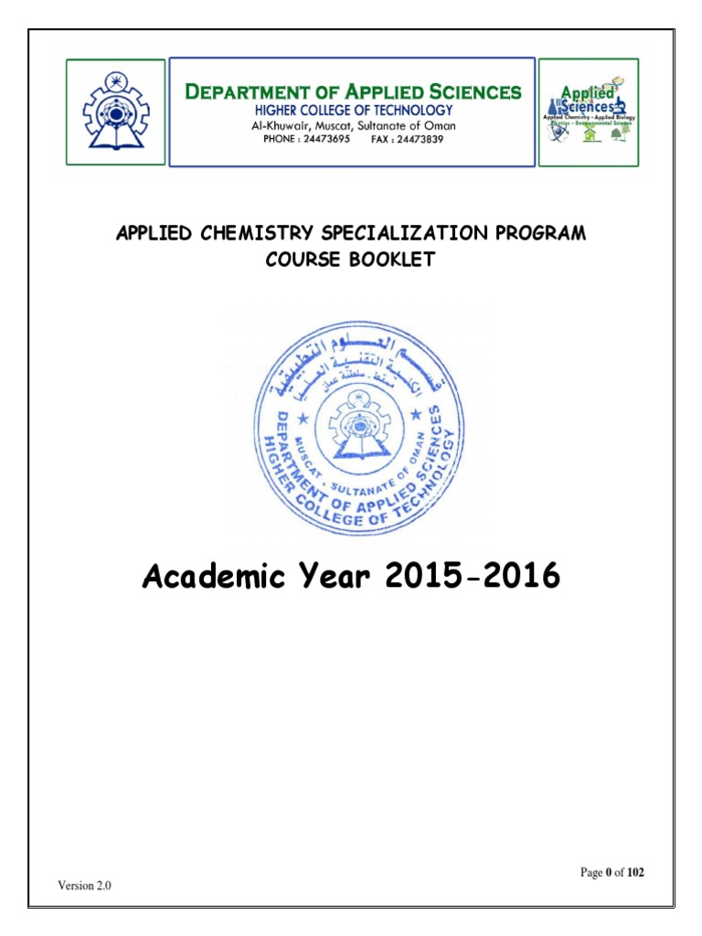 Applied Chemistry Course Syllabus 2015-16 | PDF | Trigonometric ...