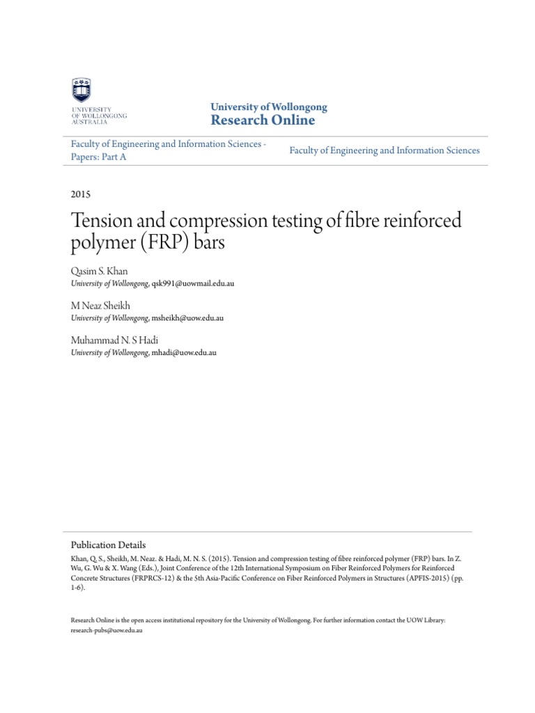 Tension and Compression Testing of Fibre Reinforced Polymer (FRP) PDF ...