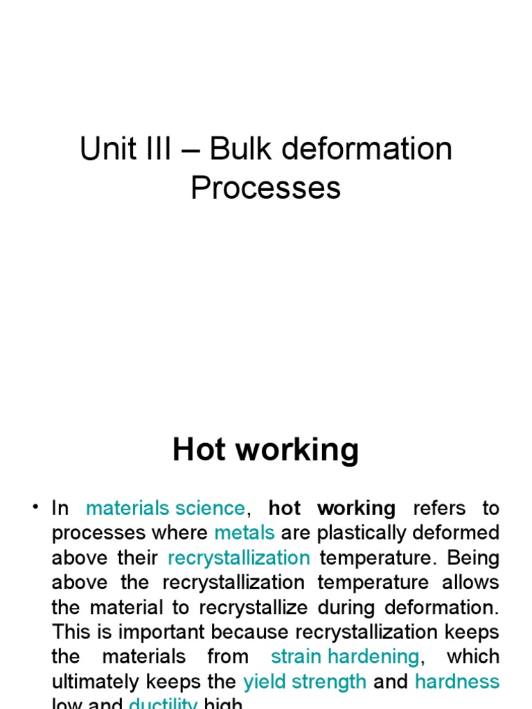 Unit III - Bulk Deformation Processes | PDF | Forging | Extrusion