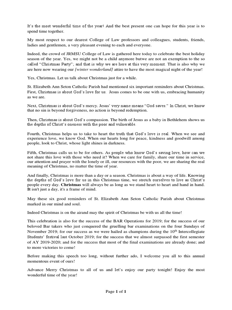 Christmas Celebration Speech for Students | PDF | Christmas | Jesus
