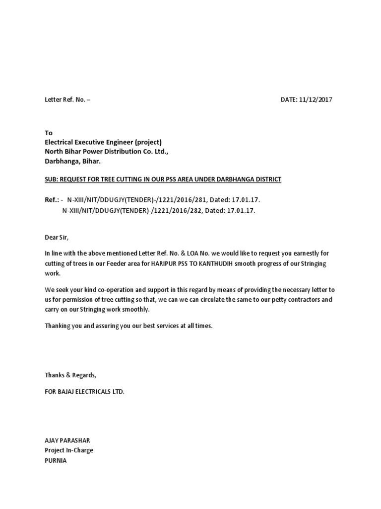 Letter For Tree Cutting | PDF | Technology & Engineering