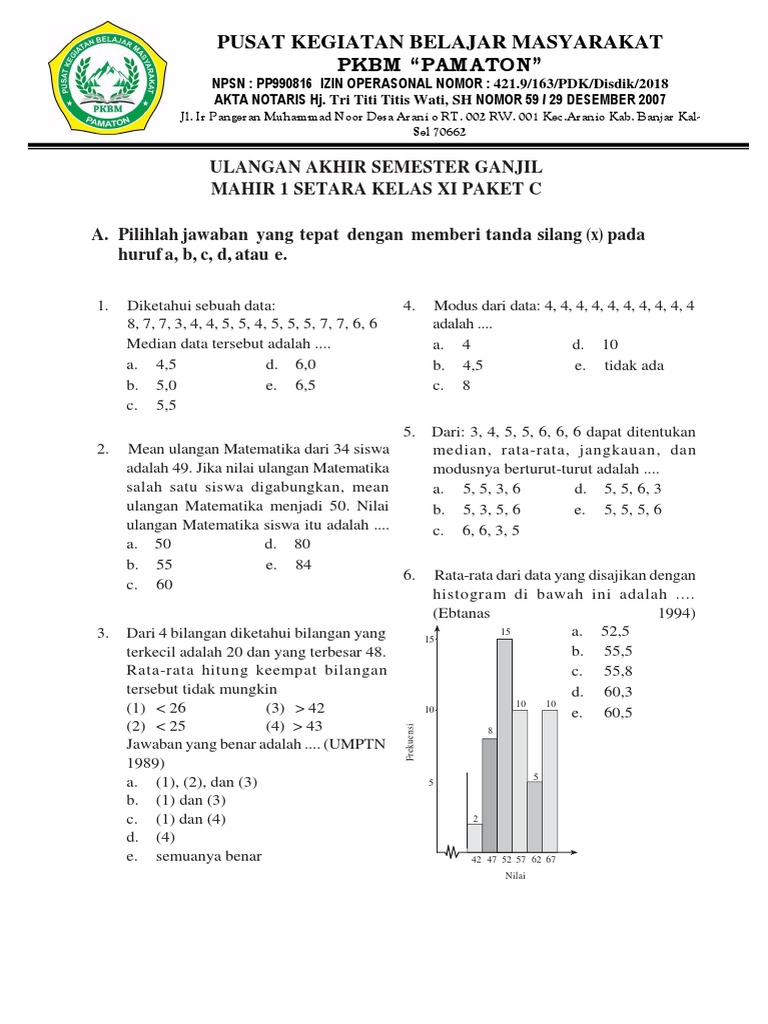 Soal Ulangan Akhir Semester Ganjil | PDF | Metode & Bahan Ajar