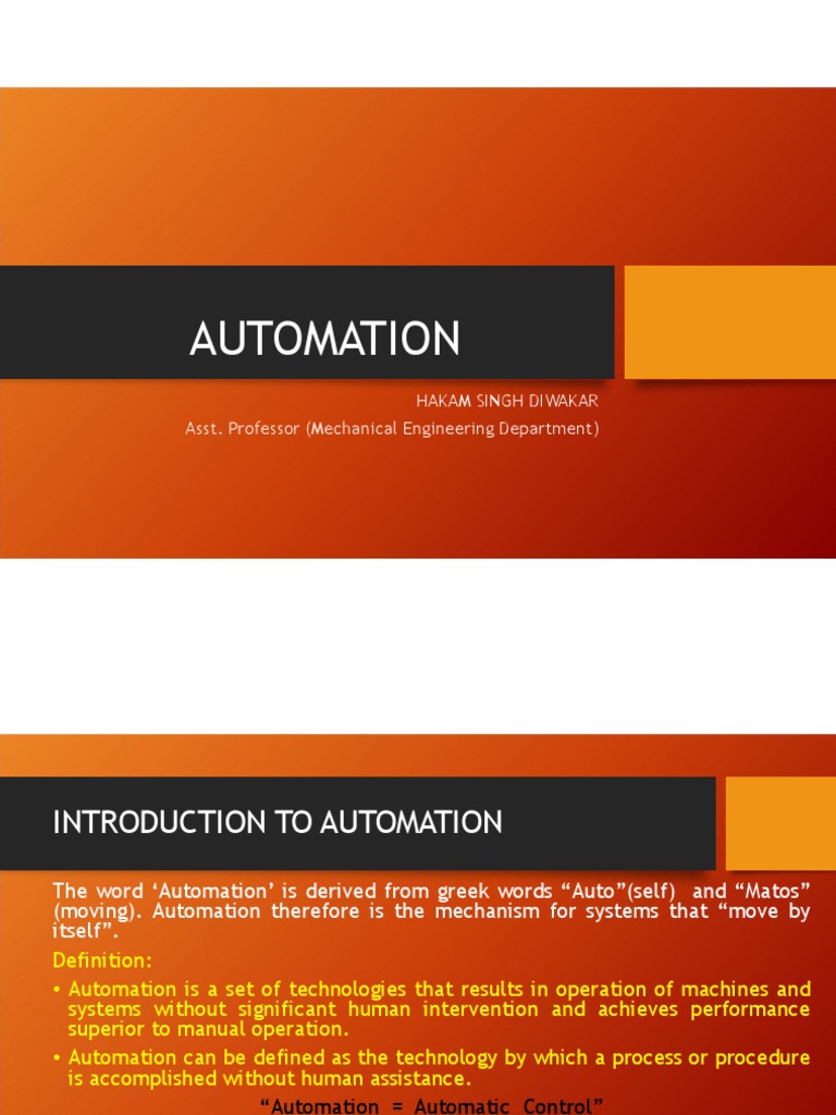 Automation Notes 1 | PDF | Operations Management | Automation