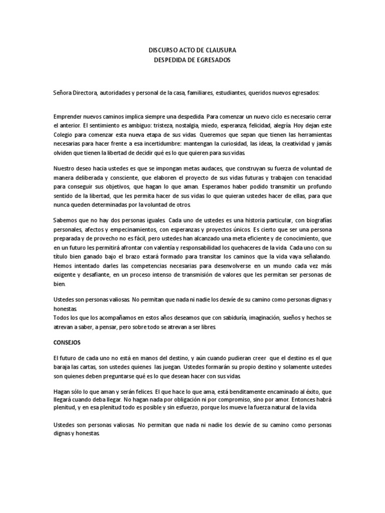 Discurso Acto de Clausura | PDF
