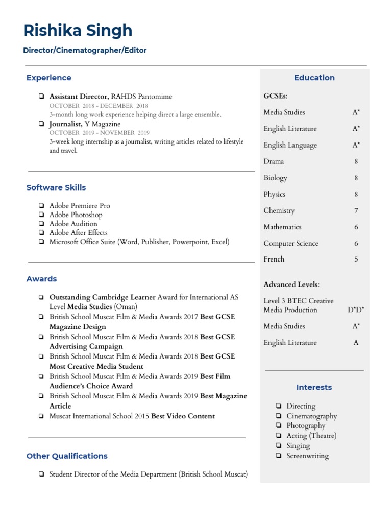 Rishika Singh CV | PDF | Mass Media | Communication