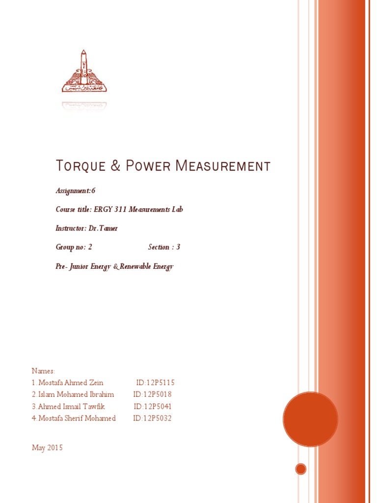 Torque Assignment | PDF | Torque | Manufactured Goods