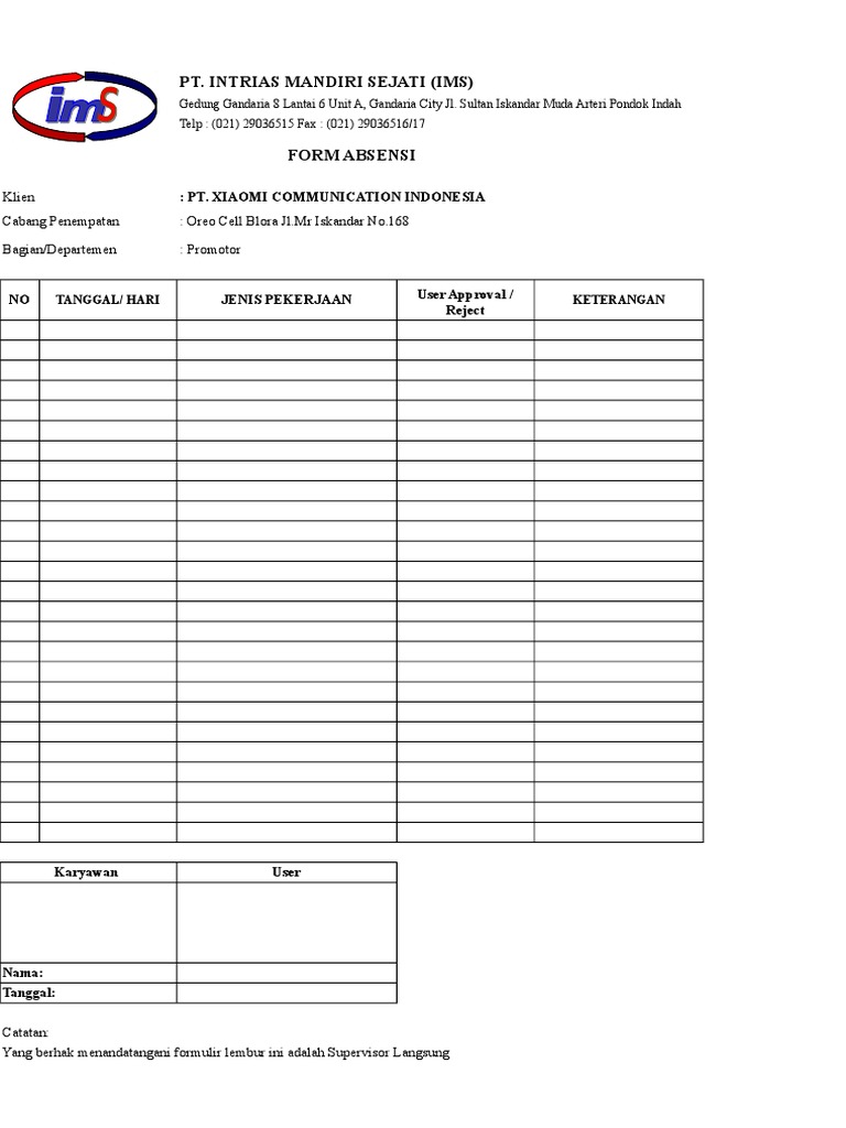 Form Absen | PDF