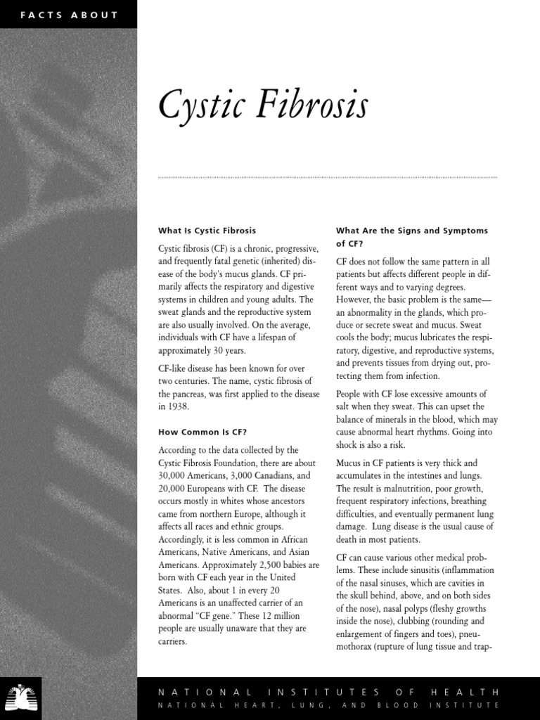 Cystic Fibrosis Fact Sheet | Download Free PDF | Genetic Disorder | Mucus