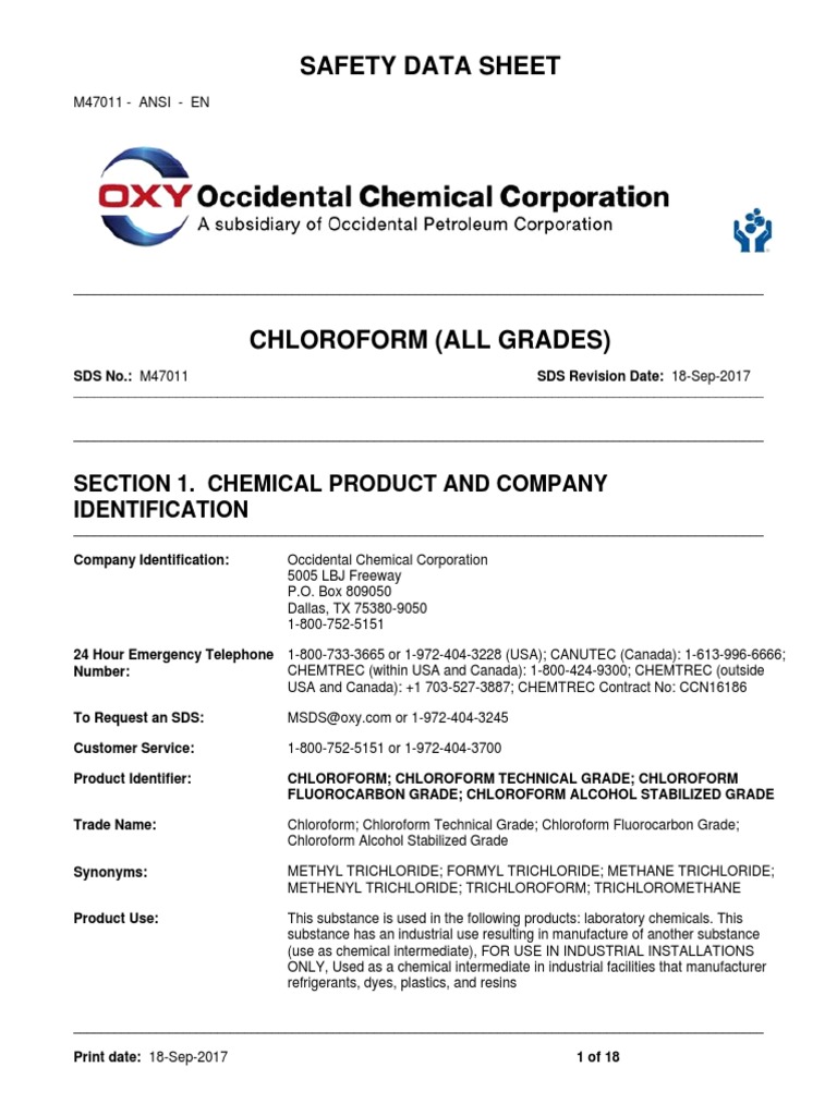 Chloroform MTR Ansi en | PDF | Toxicity | Dangerous Goods