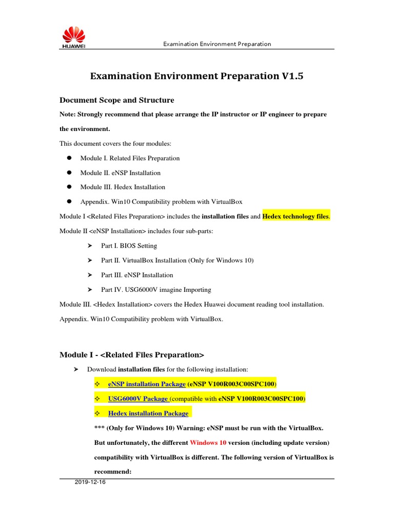 005 eNSP Examination Environment Preparation V1.5 | PDF ...