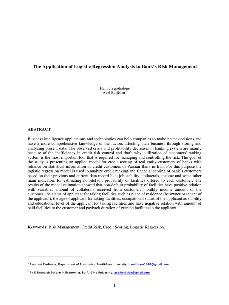 Application-Logistic-Regression | PDF | Risk Management | Logistic Regression