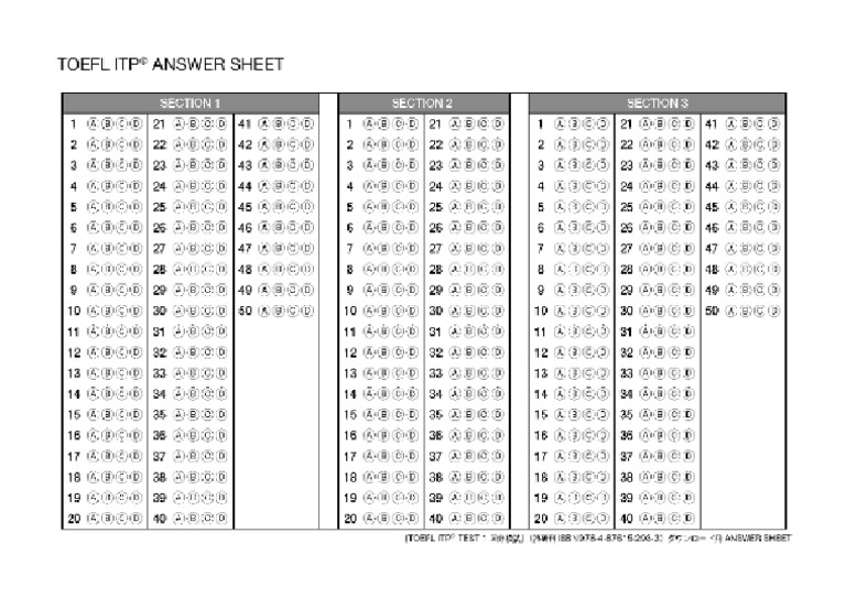 Toefl Anser Sheet | PDF