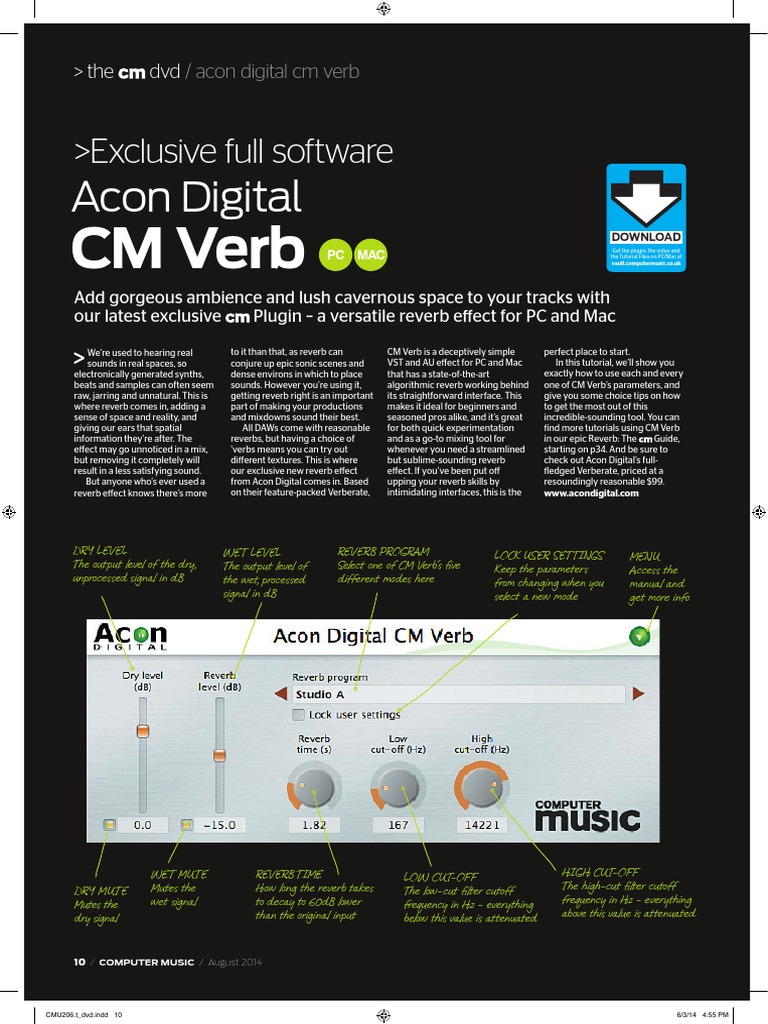 Acon Digital CM Verb PDF | PDF | Audio Engineering | Media Technology
