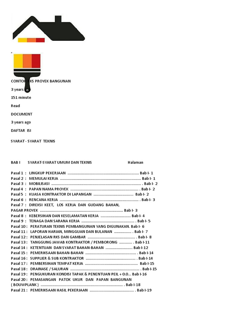Contoh RKS Proyek Bangunan | PDF