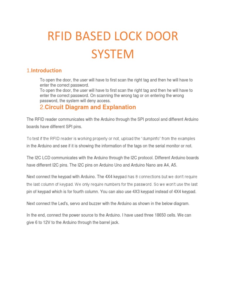 Rfid Based Lock Door | PDF | Arduino | Radio Frequency Identification