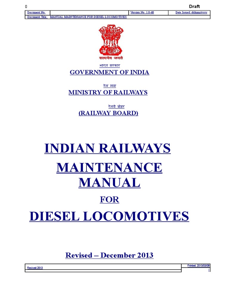 Maintenance Manual For Diesel Locomotives | PDF | Rail Transport ...