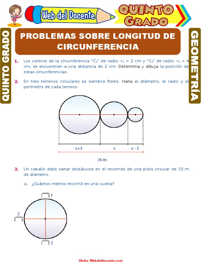 Ejercicios Sobre Longitud de Circunferencia para Quinto Grado de Primaria