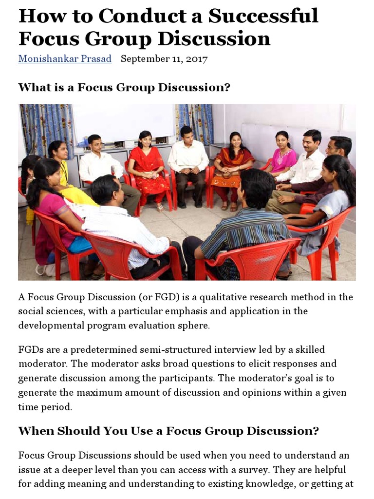 Conducting Effective Focus Group Discussions | PDF | Focus Group | Question
