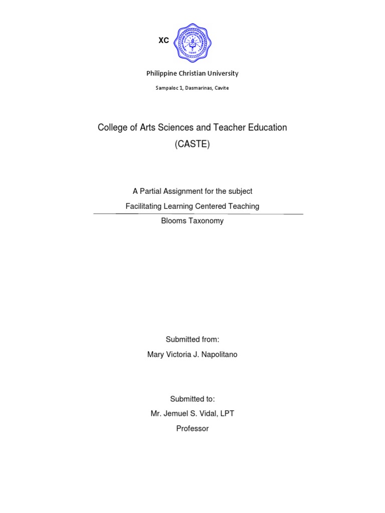 Blooms Taxonomy (Assignment) | PDF | Knowledge | Neuropsychology