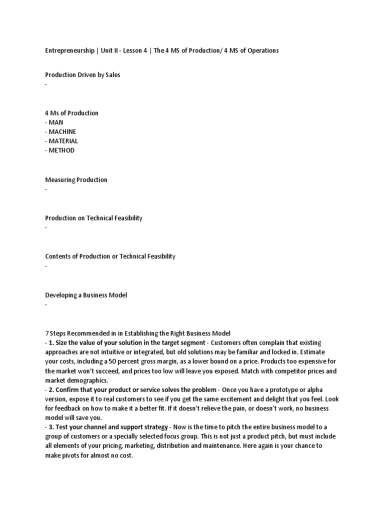Lesson 4 Entrep | PDF | Business Model | Entrepreneurship