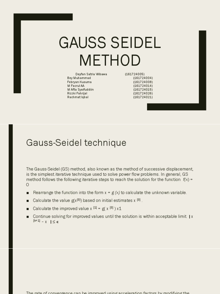 Gauss Seidel Method | PDF | Physical Quantities | Electrical Engineering