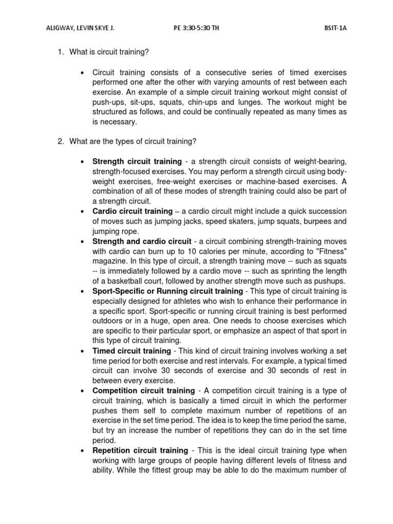 Circuit Training | PDF | Strength Training | Aerobic Exercise