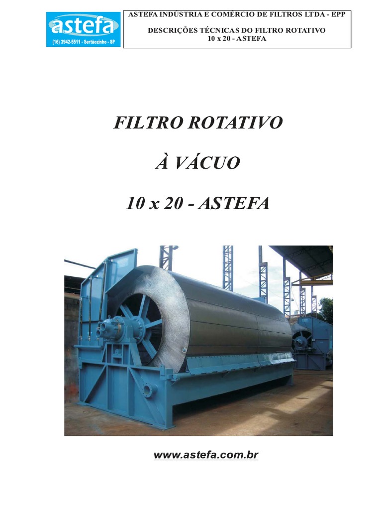 Filtro Rotativo A Vácuo | PDF | Engenharia Mecânica | Materiais