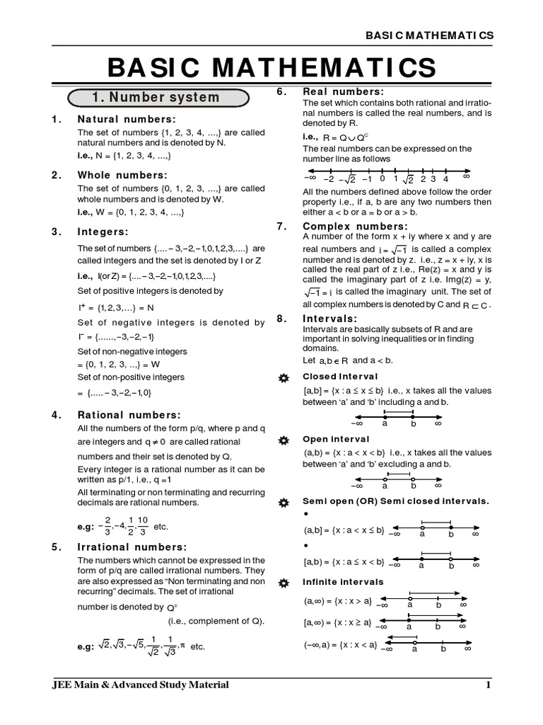 1.basic Mathematics - Theory & Exercise Part | PDF | Integer | Rational ...