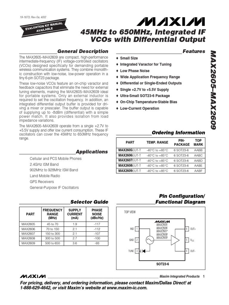 Max2606 Datasheet | PDF | Inductor | Inductance