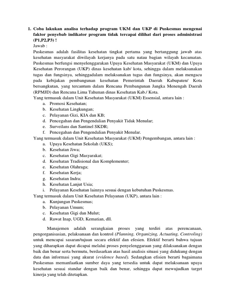 Analisis Masalah UKM Dan UKP | PDF