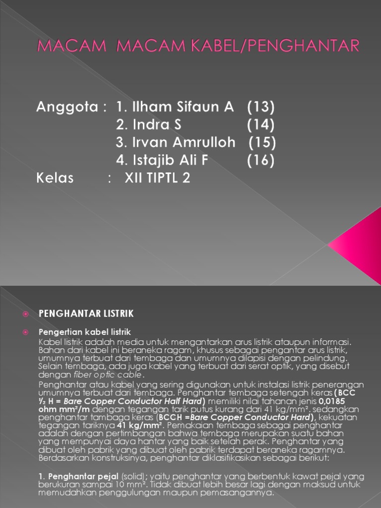 Jenis-jenis Kabel Listrik dan Fungsinya | PDF