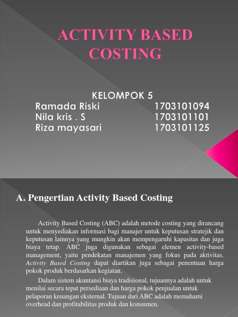Activity Based Costing Pdf