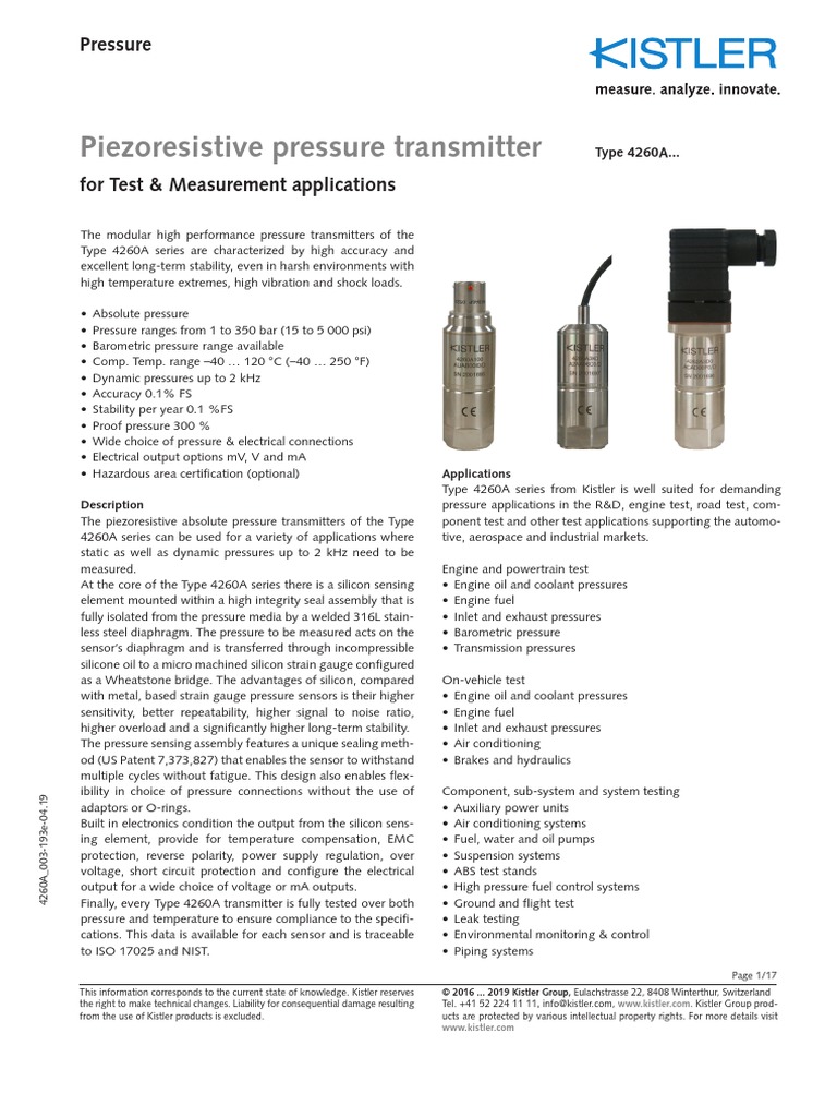 Pressure Sensor | PDF | Power Supply | Pressure Measurement