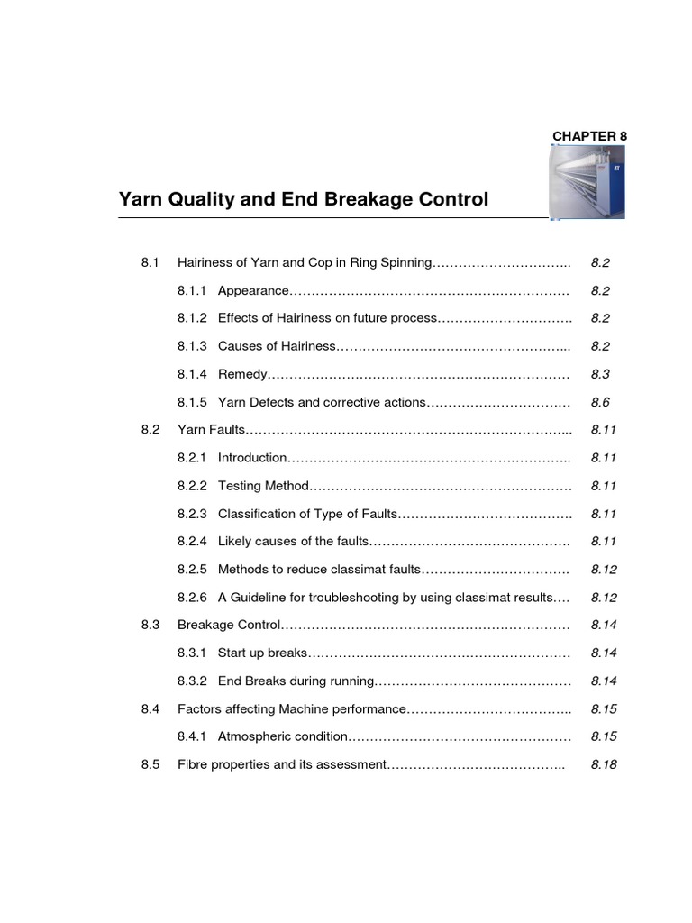 KTTM Yarn Quality and End Breakage Control | PDF | Relative Humidity ...