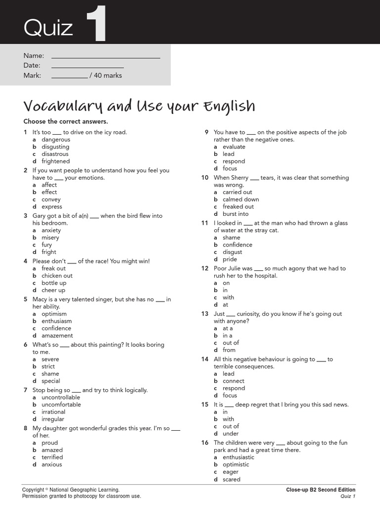 Close Up b2 Quizes PDF | PDF | Celebrity | Trade