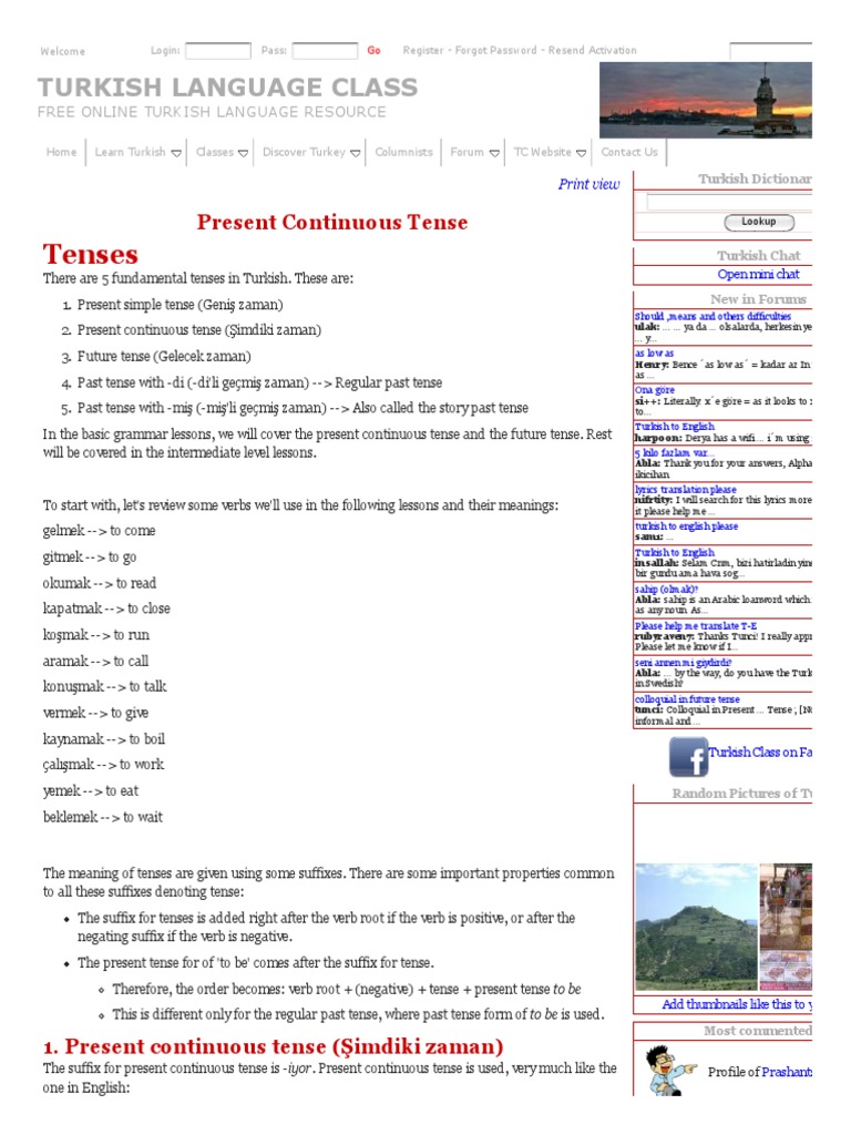 Turkish Tenses: Present Continuous Guide | PDF | Grammatical Tense | Verb