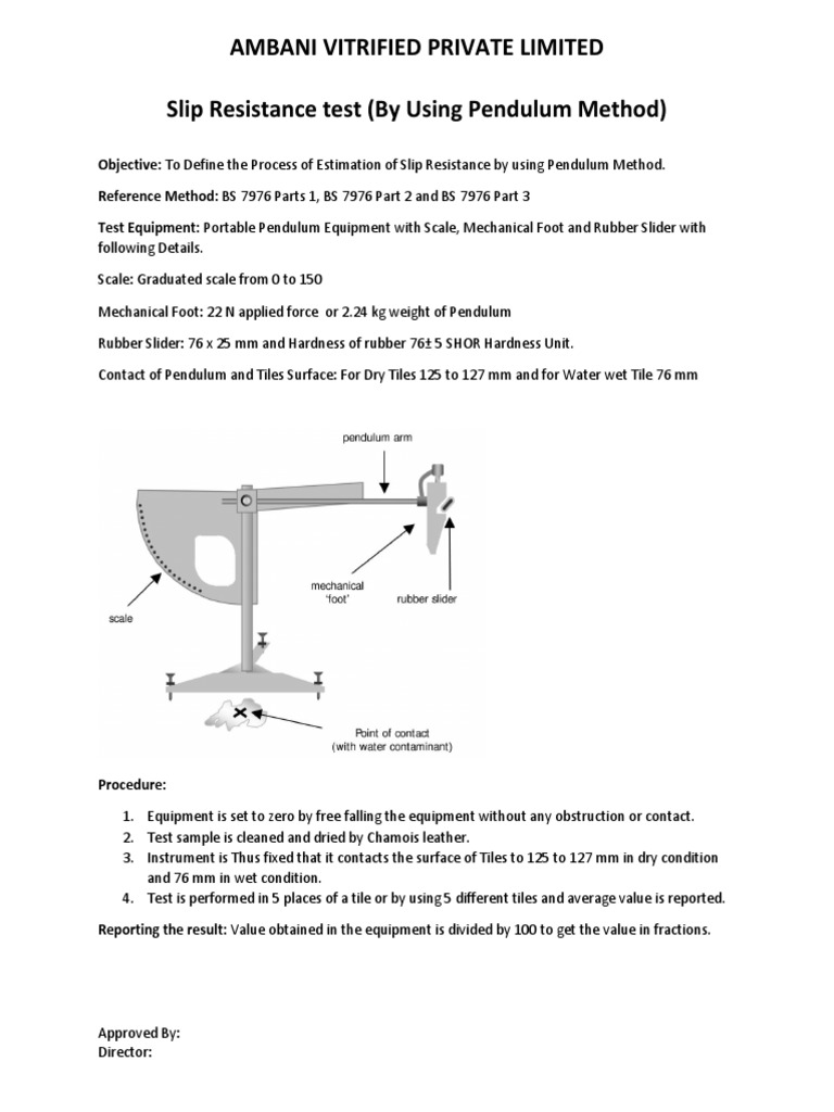 Pendulum Method for Slip Resistance Testing | PDF | Technology ...
