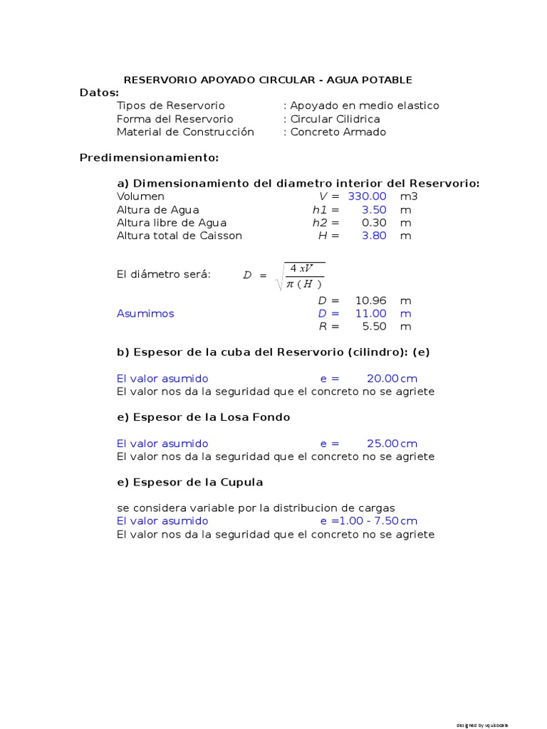 Diseño de Reservorio Circular | PDF | Hormigón | Ingeniería