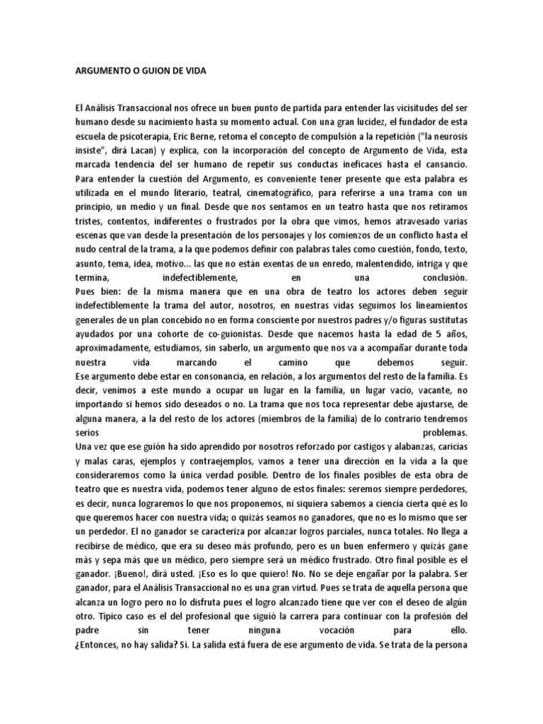 Argumento o Guion de Vida | PDF | Verdad | Vida