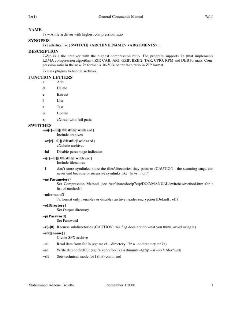 7z Manual | PDF | Zip (File Format) | Computer File